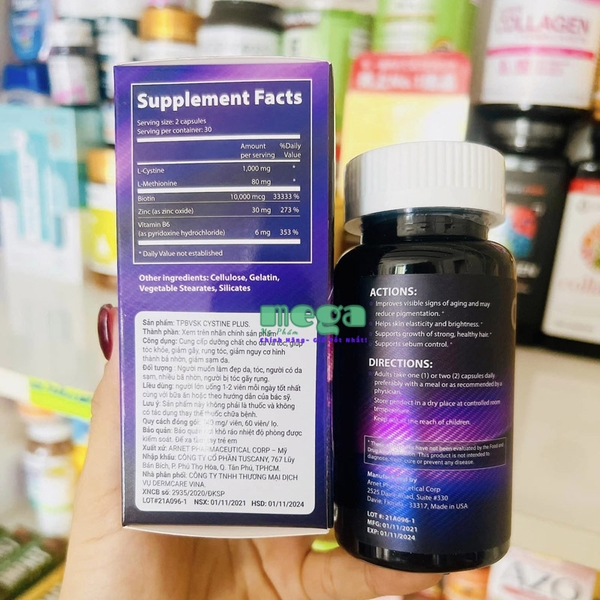 Viên Uống Cystine Plus Giá Bao Nhiêu? Mua Ở Đâu Chính Hãng? | Mỹ Phẩm Mega