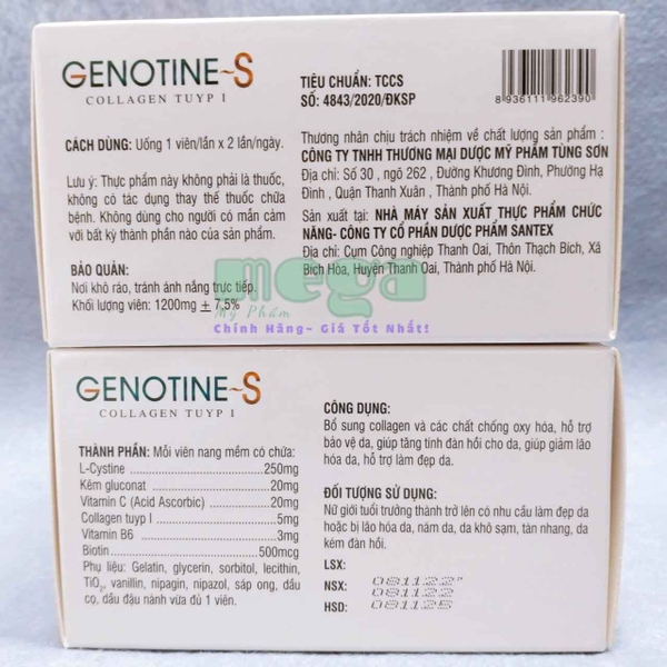 Viên Uống Genotine-S 60 Viên [Chính Hãng] | Mỹ Phẩm Mega