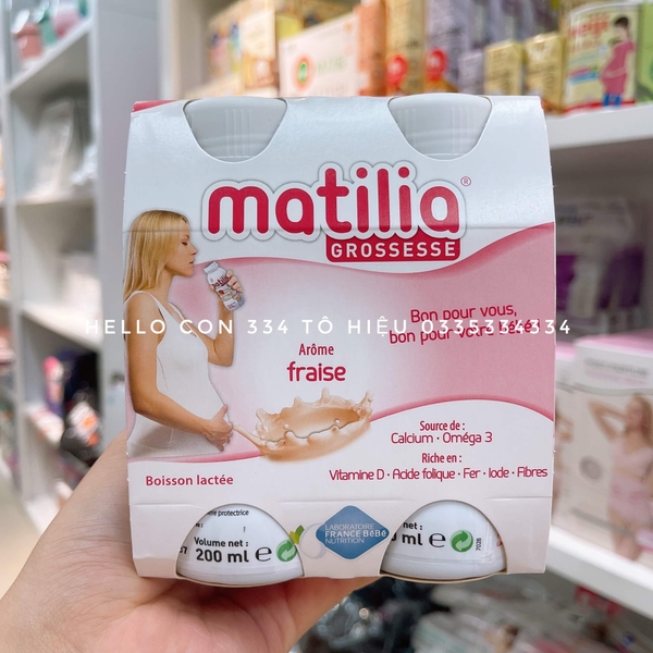 Sữa bầu Matilia 200ml 4h/vỉ (4 vị Socola, Dâu, Vani, Chuối)