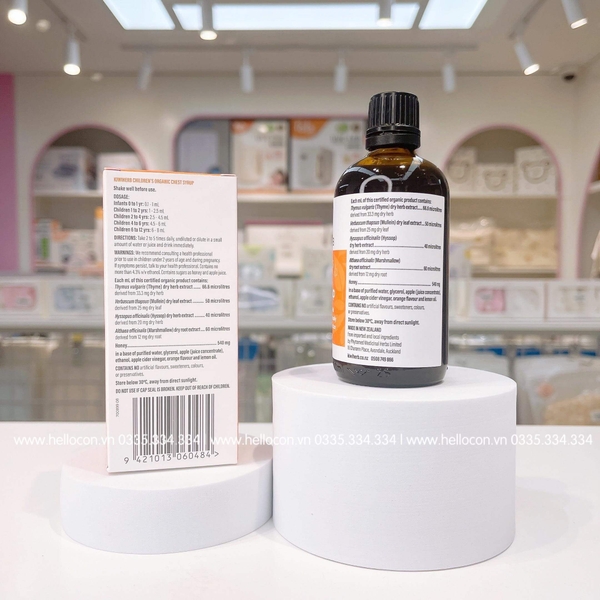 KiwiHerb Children's Organic Chest Syrup trị ho cho trẻ 0M+