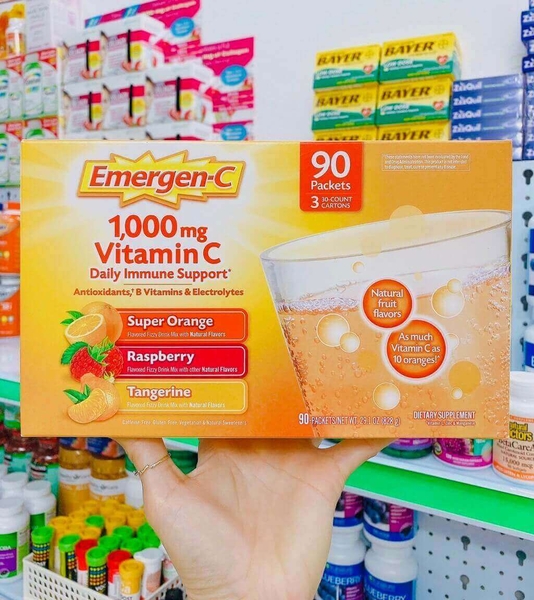 Bột Vitamin C Emergency-C Mỹ 1000mg 90 Gói (3 Hộp Bên Trong ...