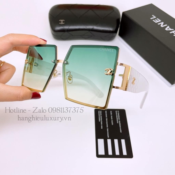 Mắt Kính Chanel Nữ Vuông Xanh Mint Tràn Viền Cao Cấp Hàng Hiệu Luxury