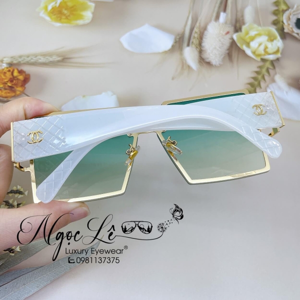 Mắt Kính Chanel Nữ Vuông Xanh Mint Tràn Viền Cao Cấp Hàng Hiệu Luxury