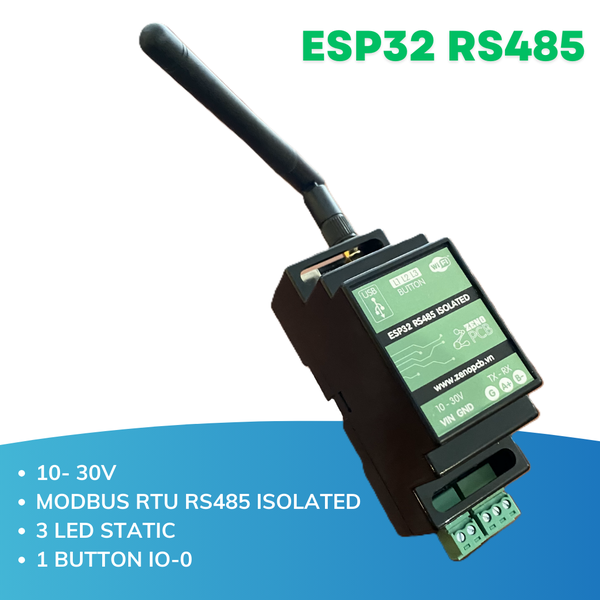 Bộ điều khiển ESP32 WiFi/ Bluetooth Modbus RTU RS485 ISOLATED