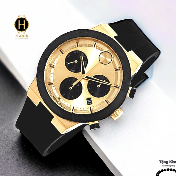 Đồng Hồ Nam Movado Quartz Chronograph 3600895 Dây Silicone Vỏ Vàng Mặt Vàng