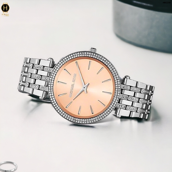 Đồng Hồ Nữ Michael Kors Quartz Darci Rose-Gold MK3218 Dây Thép Mặt Hồng
