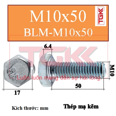 Bu lông mạ-M10x50 Siêu thị ốc vít