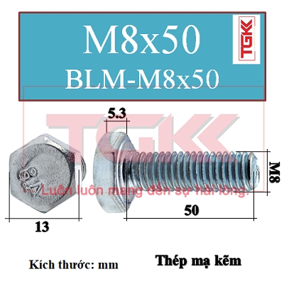 Bu lông mạ-M8x50 Siêu thị ốc vít