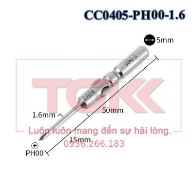 Đầu bắn vít + C0405-5*50*1.6*15*PH00 Siêu thị ốc vít