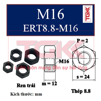 Đai ốc ren trái 8.8-M16 Siêu thị ốc vít