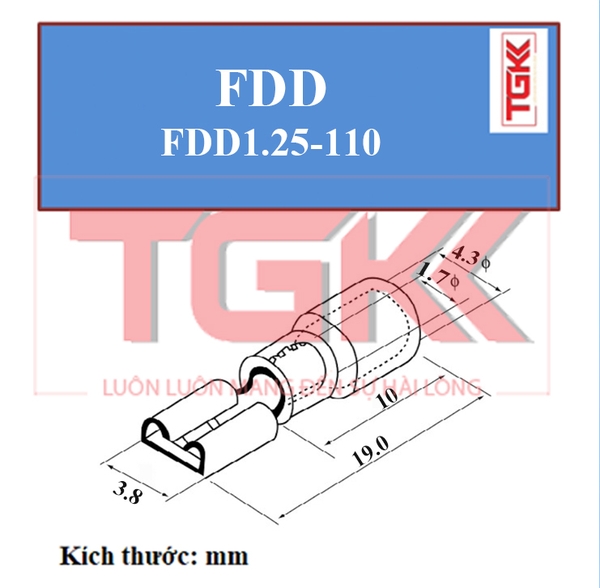 Đầu cốt ghim cái FDD1.25-110 Đen Siêu thị ốc vít