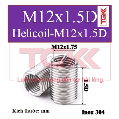 Ren cấy Helicoil inox 304 M12 Siêu thị ốc vít