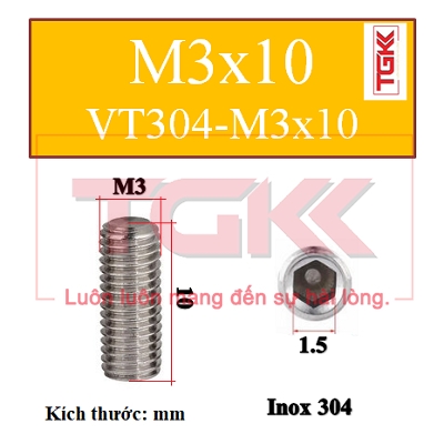 Vít trí inox 304 M3x10 Siêu thị ốc vít