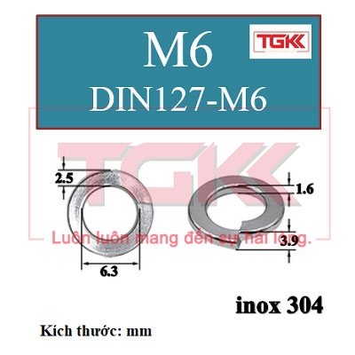 Long đen vênh inox 304-DIN127-M6 Siêu thị ốc vít