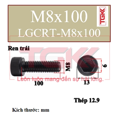 Bu lông lục giác chìm ren trái-M8x100 Siêu thị ốc vít