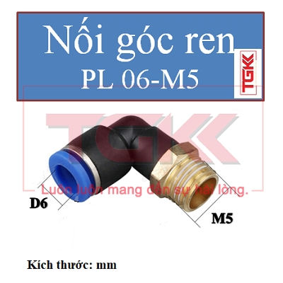 Đầu nối khí ren góc PL06-M5 Siêu thị ốc vít