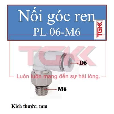 Đầu nối khí ren góc PL06-M6 Siêu thị ốc vít