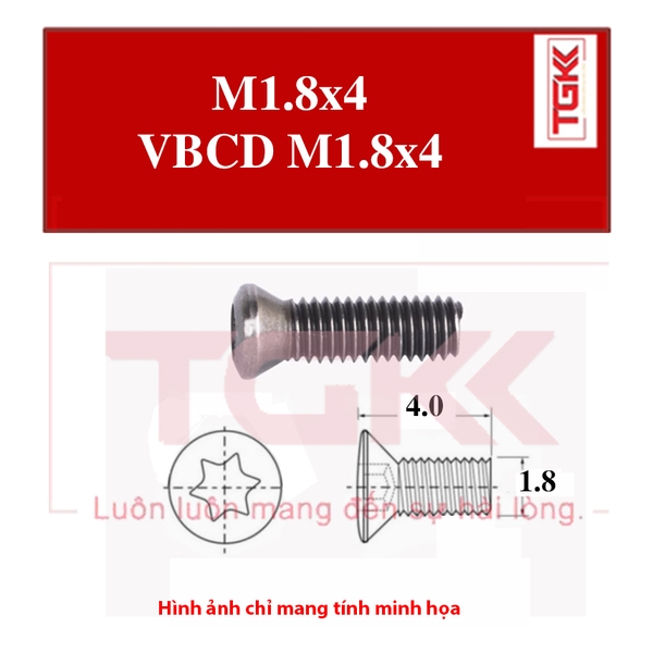 Vít bắt chíp dao CNC M1.8x4 Siêu thị ốc vít