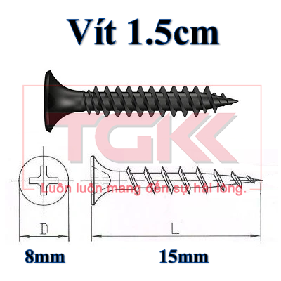 Vít gỗ đen 1.5cm (1kg/túi) Siêu thị ốc vít