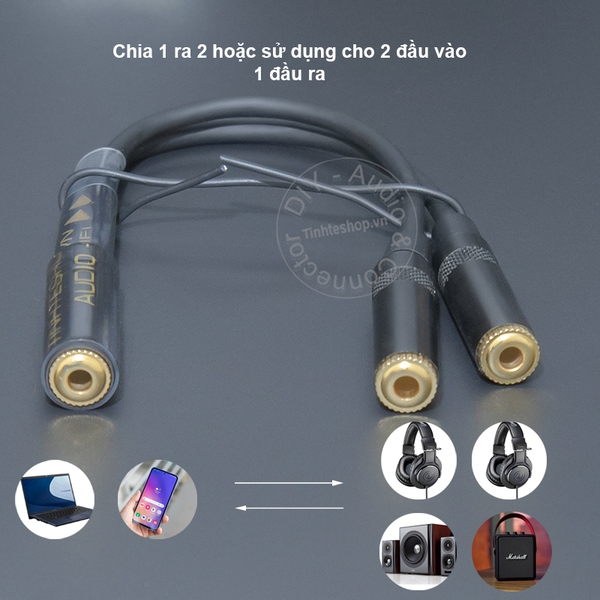 Cáp chia loa jack 3.5 từ 1 ra 2 Dây 3 đầu 3.5mm cổng cái | Tinh Tế Shop