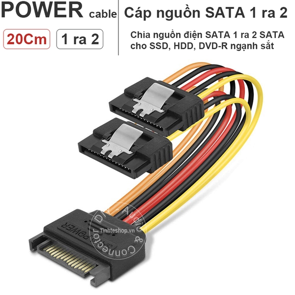 Dây cáp chia nguồn SATA 1 ra 2 đầu bẻ góc - SATA power cable | Tinh Tế Shop