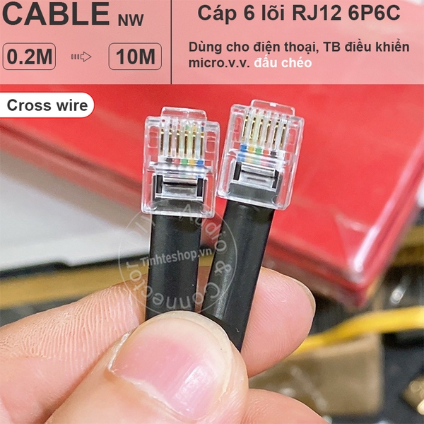 Dây RJ12 đấu chéo 6P6C - Cross wire RJ12 signal cable | Tinh Tế Shop