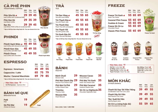 Cập nhật menu Highlands Coffee mới nhất tháng 08/2023