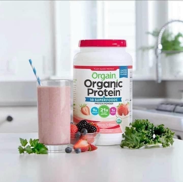Bột Protein hữu cơ Orgain Organic Protein & Superfoods 1220g vị kem dâu ...
