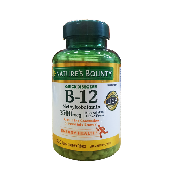 Nature'S Bounty Vitamin B-12 2500 Mcg, 300 Quick Tablets CÔNG TY TRÁCH ...