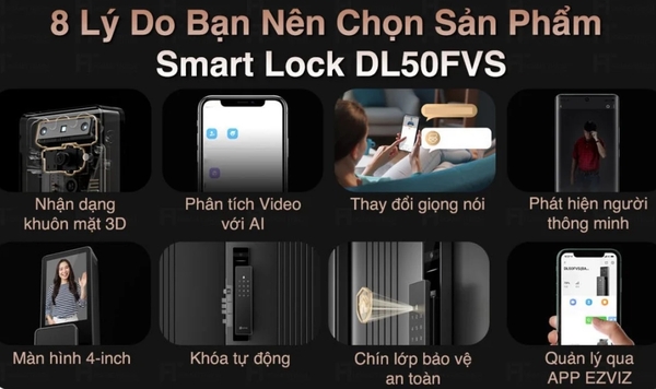 Khóa cửa thông minh nhận diện khuôn mặt Ezviz CS-DL50FVS; 24T
