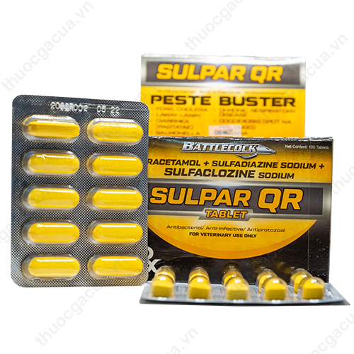 SULPAR QR - Hộp 100 viên Trị Cầu Trùng Phần Máu Cho Gà Thuốc Gà Cựa