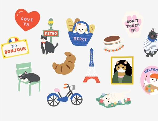 Sticker Bonjour Cat