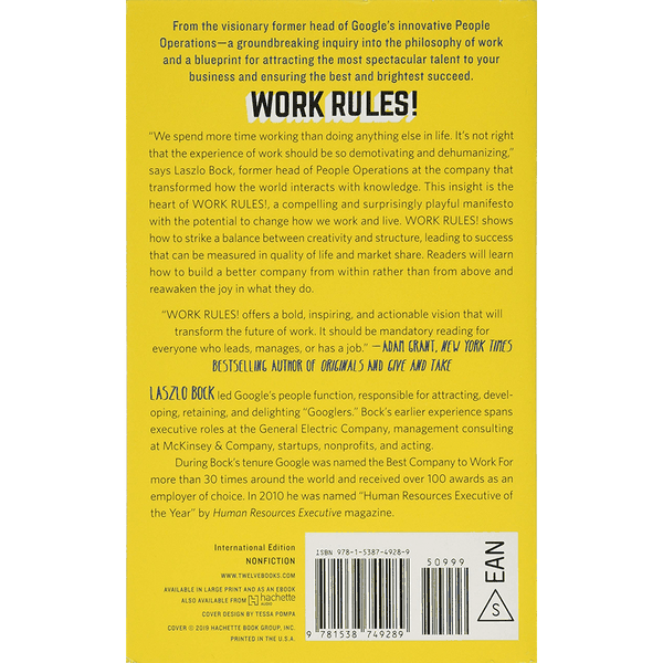 Work Rules!: Insights From Inside Google that Will Transform How You ...