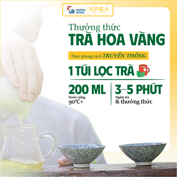 Immortalitea - Trà hoa vàng Gia Lai - Lá vàng & Hoa | 40g (20 gói x 2g)