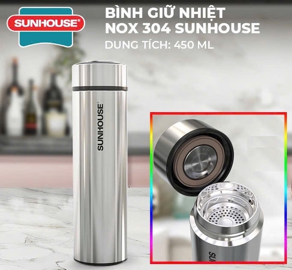 Bình giữ nhiệt Sunhouse inox 304 450ml - Linh Kiện Khánh Nhân