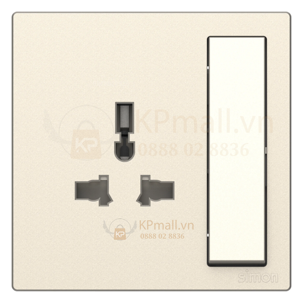 Bộ ổ cắm 3 chấu đa tiêu chuẩn kèm công tắc ổ Chuẩn vuông Simon Series ...
