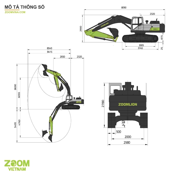 Xe đào bánh xích ZE370E nhập khẩu chính hãng Zoomlion