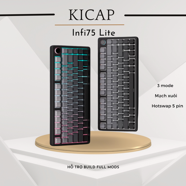 Infi75 Lite - Bàn phím cơ custom 75% núm xoay, 3 mode, RGB | Kicap