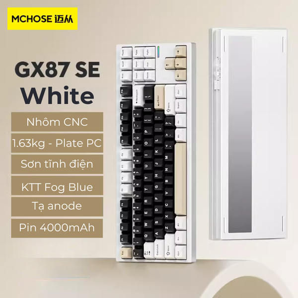Mchose GX87 - Bàn phím cơ khung nhôm TKL 3 mode, có tạ | Kicap