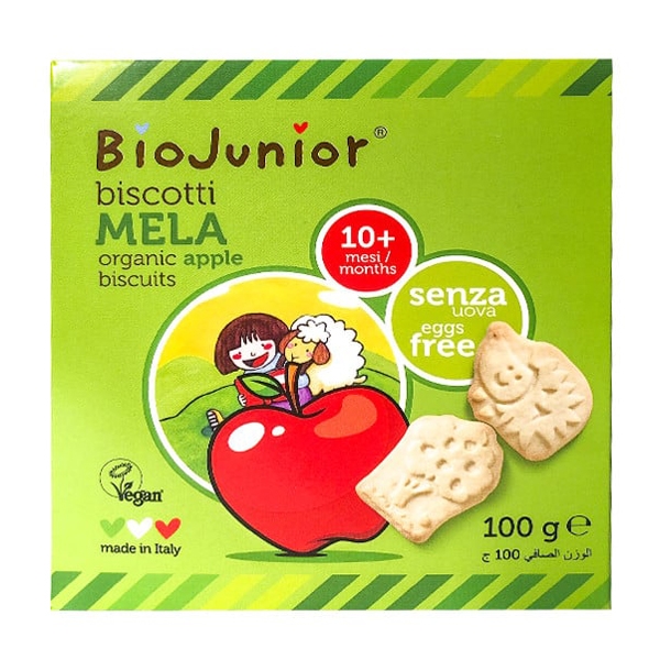 Bánh ăn dặm Bio Junior hữu cơ vị táo 100g 10M+
