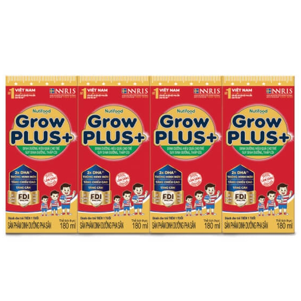 Sữa pha sẵn GrowPlus+ 180ml (hộp 4 lốc)