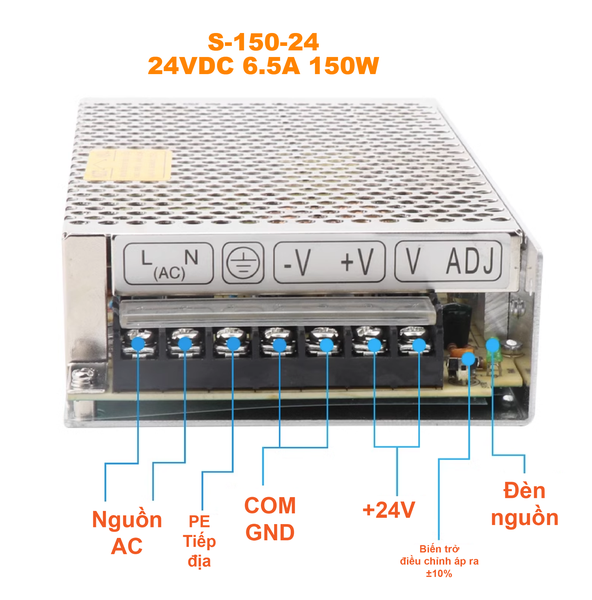Nguồn tổ ong Meanwell S-150-24 (24VDC 6.5A 150W) | Tự động hóa Az