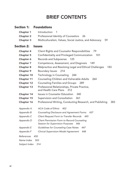 Ethical, Legal, and Professional Issues in Counseling 6th Edition