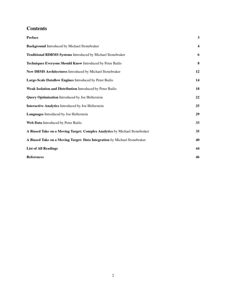 Readings In Database Systems 5th Edition