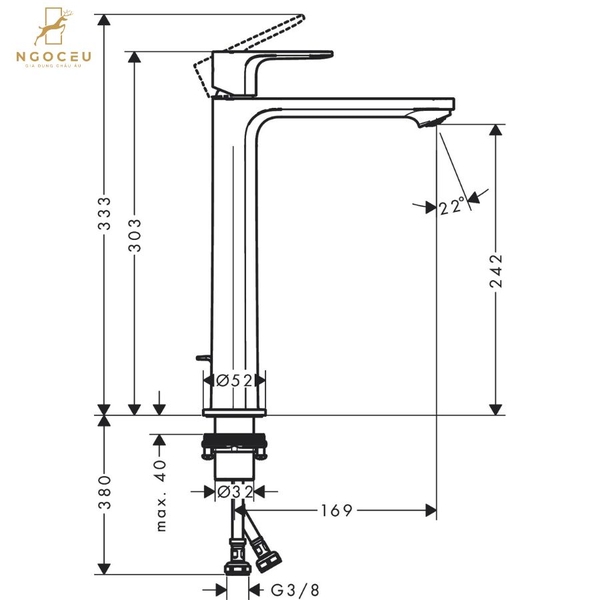 Vòi Lavabo Hansgrohe Rebris S240 CoolStart EcoSmart+ - 72590000