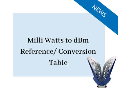 Milli Watts to dBm Reference/Conversion Table