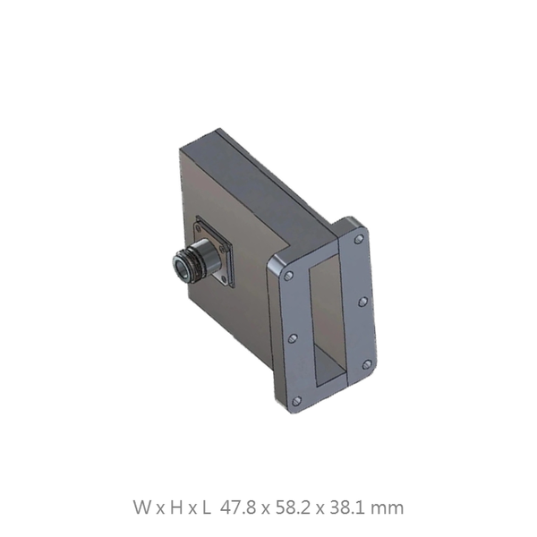 WR284 1/2 Waveguide Coaxial Adapter, PDR Flange, N-Female Connector