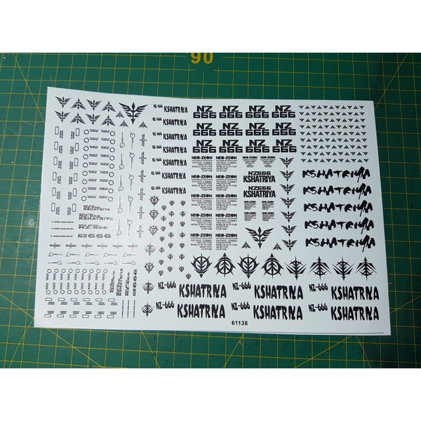 Decal nước dán mô hình MG HG Kshatriya - Water Sticker Tool hobby