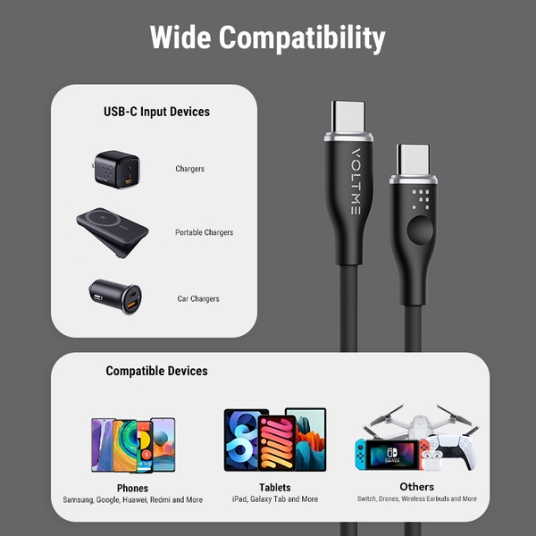 Cáp Sạc Nhanh Voltme Powerlink Moss Type C to Type C 3.3f (3A)