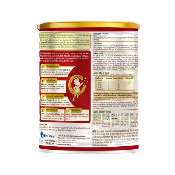 Sữa Colos Gain tăng cân nhanh cho bé 800G